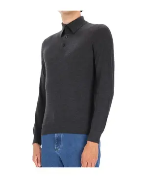 Zegna Long Sleeved Polo Shirt - Black