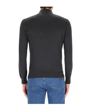 Zegna Long Sleeved Polo Shirt - Black