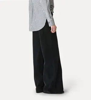 FORTE_FORTE Flocked Cotton High Waist Wide Leg Trousers - Notte