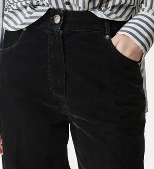 FORTE_FORTE Flocked Cotton High Waist Wide Leg Trousers - Notte