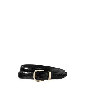 NILI LOTAN Louise Crocodile-patterned Leather Belt - Black