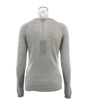 Emporio Armani Embellished Round Neck Long Sleeve Sweater - Gray