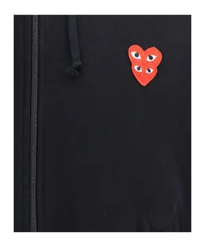Play Comme Des Garcon Comme Des Garçons Play Zip-up Sweatshirt With Heart Patch - Black