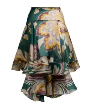 Etro Asymmetric Floral Print Midi Skirt - Multicolor