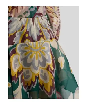 Etro Asymmetric Floral Print Midi Skirt - Multicolor