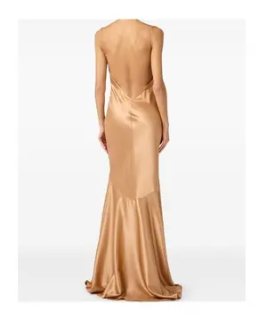Elisabetta Franchi Satin Gown With Thin Straps