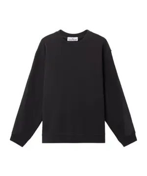 Stone Island Crewneck Sweatshirt With Embroidered Logo - Black