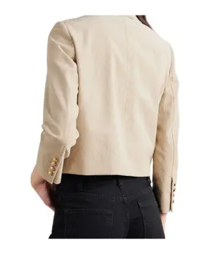NILI LOTAN Chamonix Cropped Corduroy Jacket - Sand