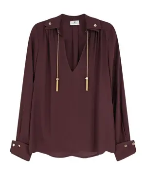 Elisabetta Franchi Elisabetta Franchi Embellished Georgette Blouse Red