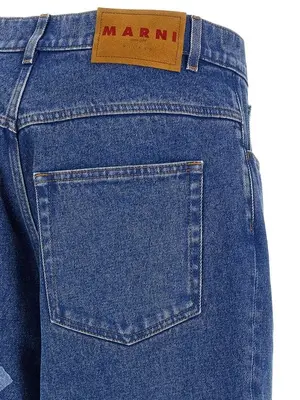Marni Logo Printed Wide-leg Jeans