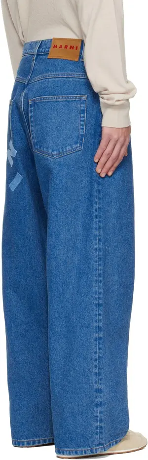 Marni Logo Printed Wide-leg Jeans