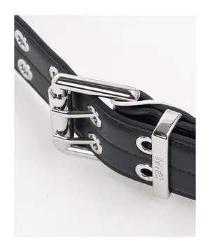 GANNI Double Eyelet Belt With Silver Tone Hardware