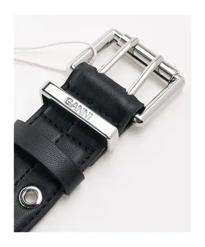 GANNI Double Eyelet Belt With Silver Tone Hardware