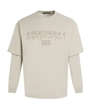 LIUREGALI Printed Fake Two-piece Long-sleeved Base Shirt