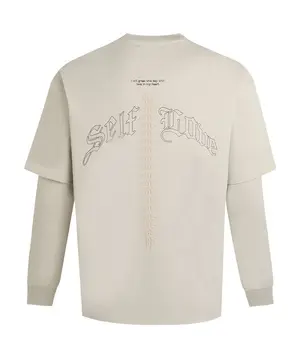 LIUREGALI Printed Fake Two-piece Long-sleeved Base Shirt