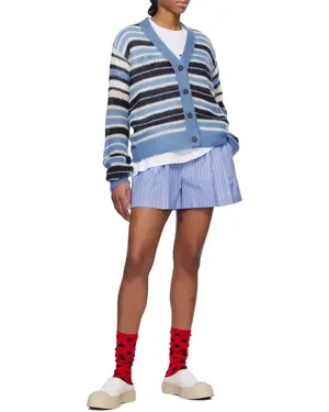 Marni V-neck Striped Cardigan