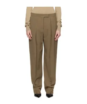 FERRAGAMO High-waisted Pleated Trousers - Lead