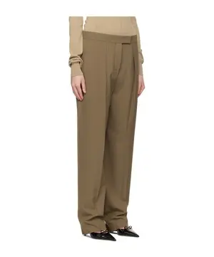 FERRAGAMO High-waisted Pleated Trousers - Lead