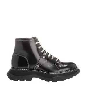 Alexander Mcqueen Contrast Stitching Boots For Men