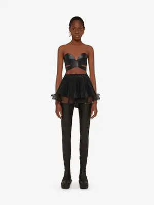 Givenchy Pleated Ruffle Shorts With Tulle Hem