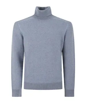 Zegna Ribbed Turtleneck Sweater - Blue