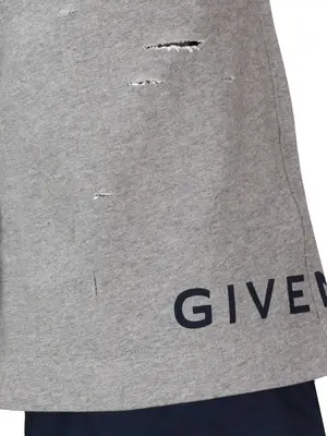 Givenchy Logo Printed Distressed Layered Shorts - Gray