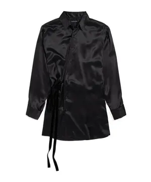 Balenciaga Wrap Collared Long-sleeve Dress