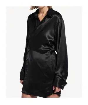 Balenciaga Wrap Collared Long-sleeve Dress