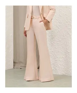 Zimmermann Eden Trousers Wide Leg, Belted, Pleated - Macadamia