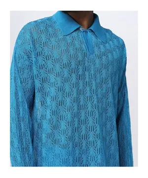 BONSAI Long-sleeved Polo Shirt - Blue