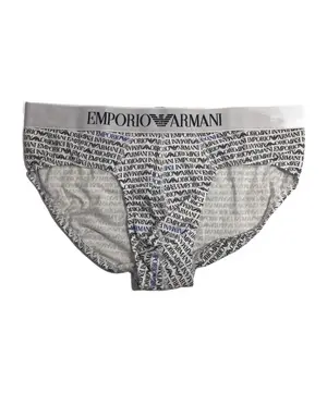 Emporio Armani Logo Printed Panties Gray