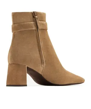 Tory Burch Georgia Suede Pointed Toe Ankle Boots With Sculptural Heel