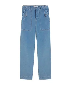 Maison Kitsuné Fox Embroidered Wide-leg Jeans