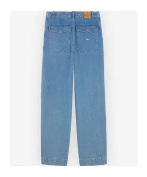 Maison Kitsuné Fox Embroidered Wide-leg Jeans