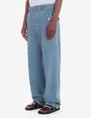 Maison Kitsuné Fox Embroidered Wide-leg Jeans