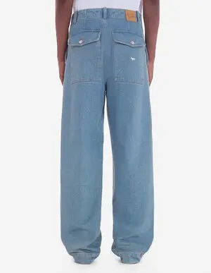 Maison Kitsuné Fox Embroidered Wide-leg Jeans