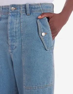 Maison Kitsuné Fox Embroidered Wide-leg Jeans
