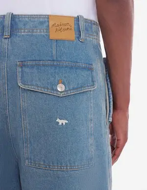 Maison Kitsuné Fox Embroidered Wide-leg Jeans