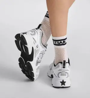 Dior Chrono Sneakers With Graphic Detailing - White/black