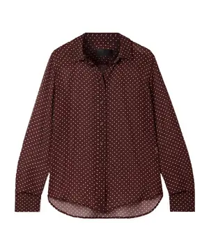 NILI LOTAN Gaia Polka-dot Silk Crepe De Chine Shirt - Brown