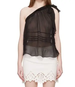 Isabel Marant Étoile Black Sheer Blouse With Bow Detail