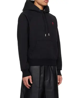 AMI Paris De Coeur Drawstring Hoodie - Black
