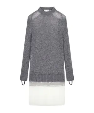Coperni Knitted Patchwork Dress With Lace Trim