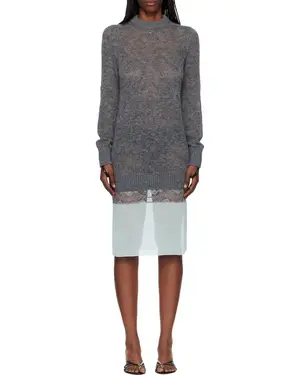 Coperni Knitted Patchwork Dress With Lace Trim