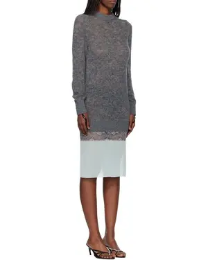 Coperni Knitted Patchwork Dress With Lace Trim