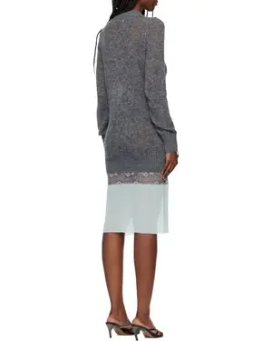 Coperni Knitted Patchwork Dress With Lace Trim