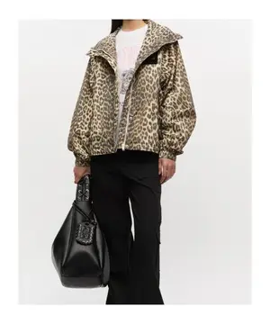 GANNI Leopard Print Hooded Jacket - No