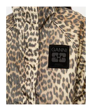 GANNI Leopard Print Hooded Jacket - No