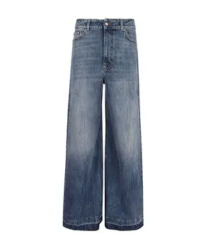 Stella McCartney Wide-leg Button Denim Trousers - Blue