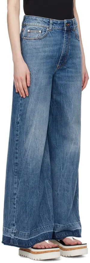 Stella McCartney Wide-leg Button Denim Trousers - Blue
